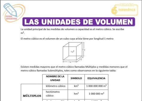 Las Unidades De Volumen Para Sexto De Primaria
