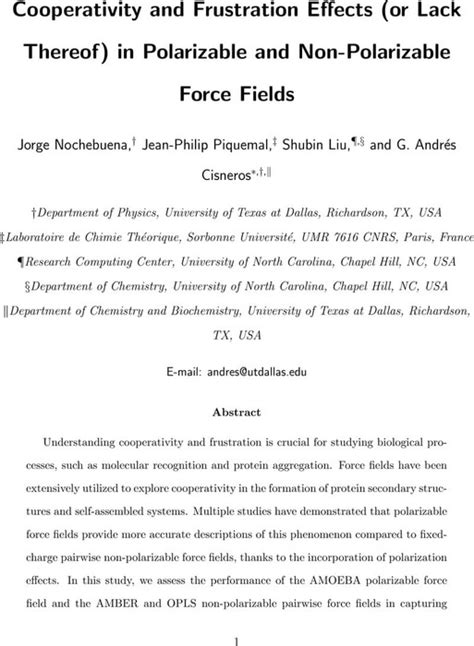 Cooperativity And Frustration Effects Or Lack Thereof In Polarizable And Non Polarizable Force