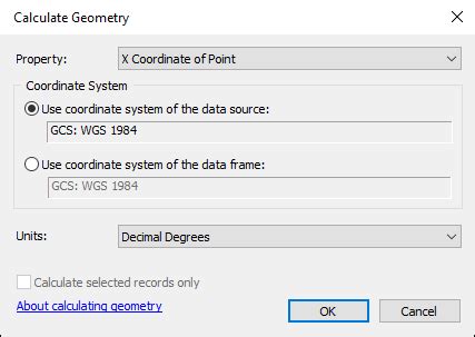 Coordinate System ArcGIS Attribute Table Latitude No Longitude Geographic Information