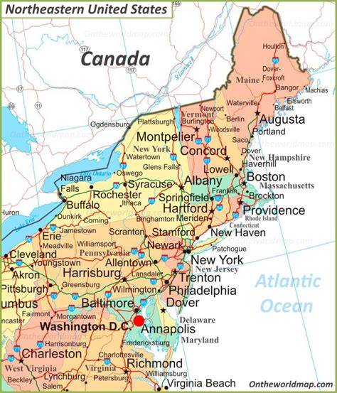 Map Of Northeast Usa With States And Cities Printable Us Maps