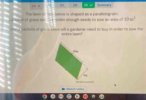 Solved 2a × 2 B 2c 2d 2e Summary The Lawn Shown Below Is Shaped As A