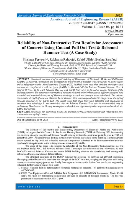 Pdf Reliability Of Non Destructive Test Results For Assessment Of