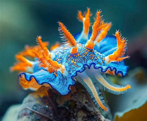 blue and orange sea slug premium ai generated image