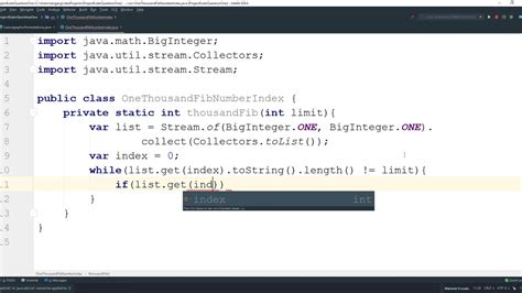 Project Euler Problem 25 Java 1000 Digit Fibonacci Number Youtube