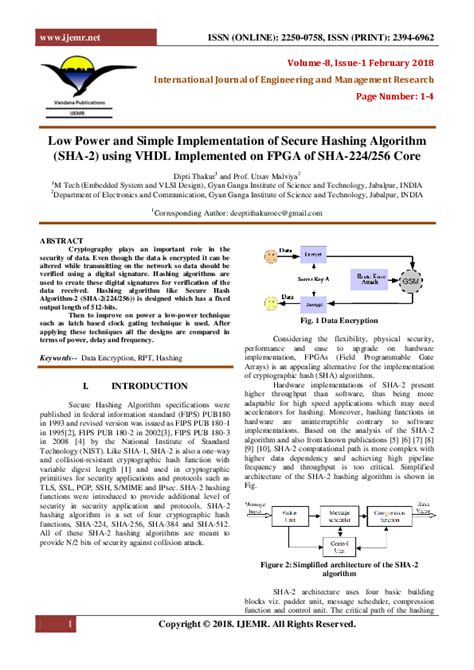 Pdf Low Power And Simple Implementation Of Secure Hashing Algorithm Sha 2 Using Vhdl