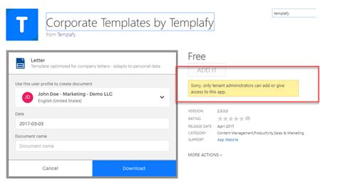 How To Install Templafy Sharepoint App From Sharepoint Store