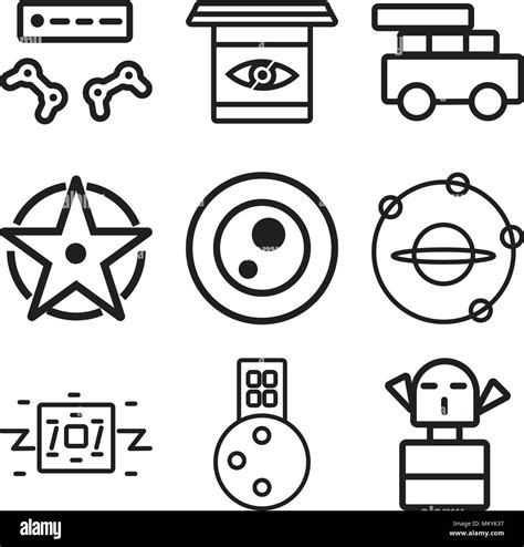 Set Of 9 Simple Editable Icons Such As Monster City Robot Outer