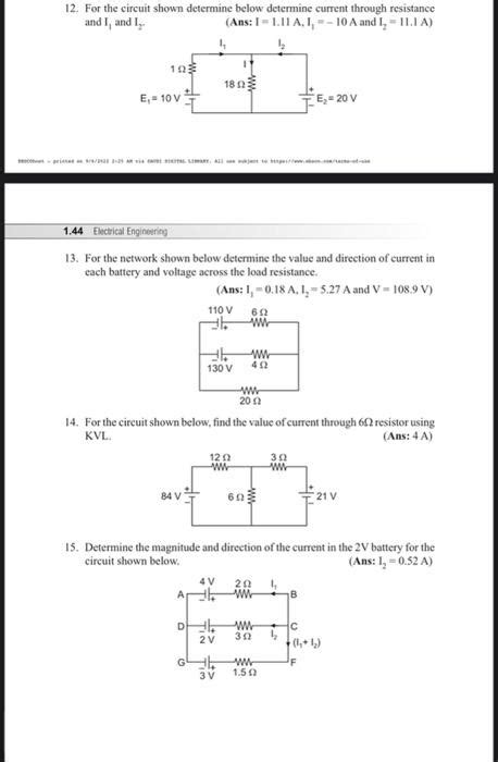Solved 1 A 10Ω Resistor Takes A Current Of 3 A Find I