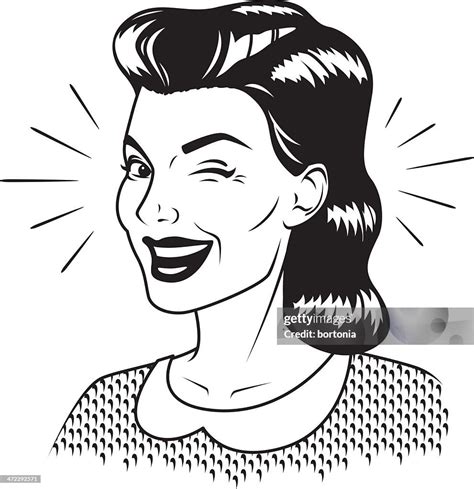 Retro Winking Woman High Res Vector Graphic Getty Images