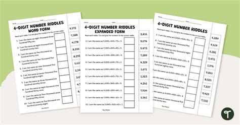 4 Digit Number Poster Set Teach Starter