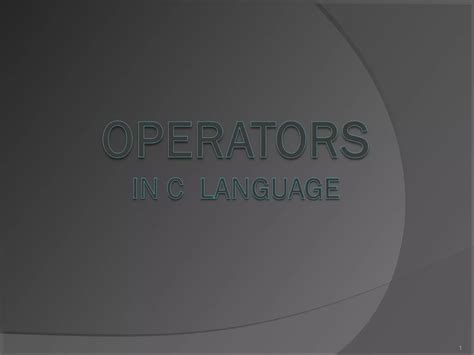 operators in c language ppt programming languages computing