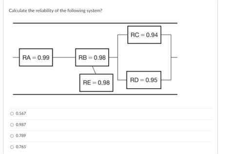 Calculate The Reliability Of The Following Chegg