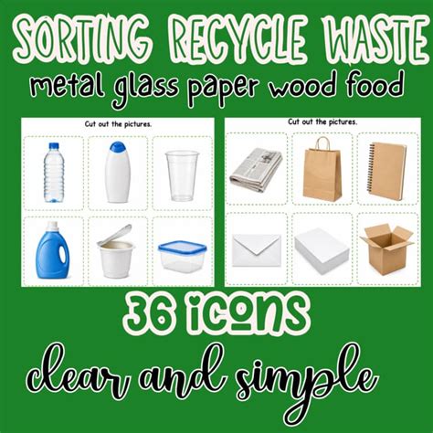 Earth Day Special Education Sorting Activity Chart Plastic Metal Glass