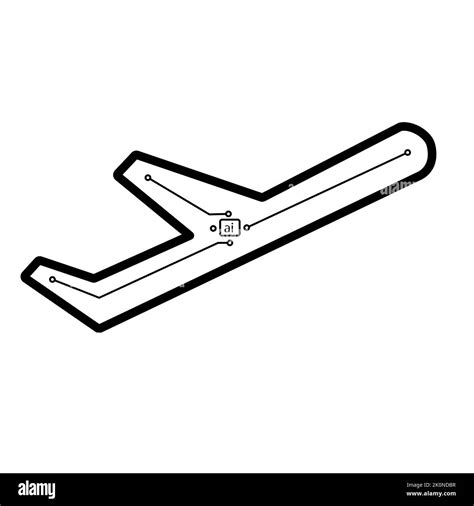 Smart Plane Aircraft Powered By Artificial Intelligence Simple Icon Drawing Design Of