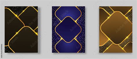 Technology Cover Background Design Set Luxury Gold Vector Tech Backdrop For Business Layout