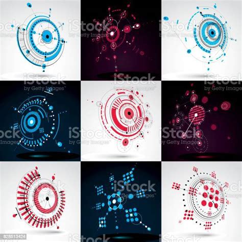 바우하우스 복고풍 스타일에서 만든 3d 벡터 추상적인 배경 설정 합니다 기하학적 구성 템플릿 및 레이아웃으로 사용할 수 있습니다 공학 기술 배경 화면 서클으로 만든입니다 0