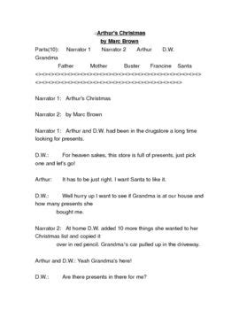 Readers Theater Arthurs Christmas By Marc Brown Gr 1 3 Arthur