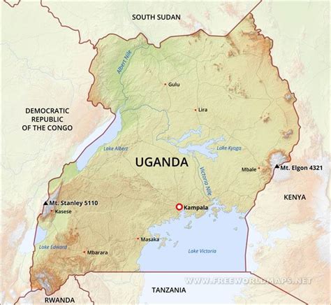 Uganda Physical Map