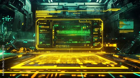 Game Stream Overlay Ui Frame With Yellow Neon Glow Twitch Streaming