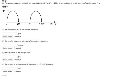solved q2 the voltage waveform v t with the magnitude vo 10 v and t