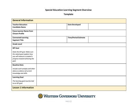 Connected Learning Segment Template Special Education Learning