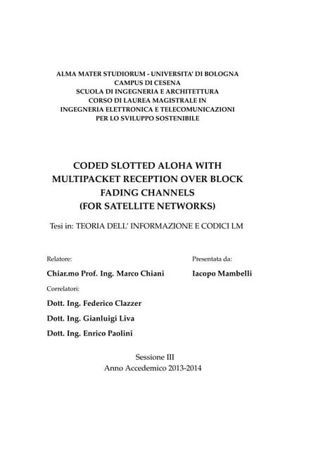 Coded Slotted Aloha Thesispdf Computer Networking Computing