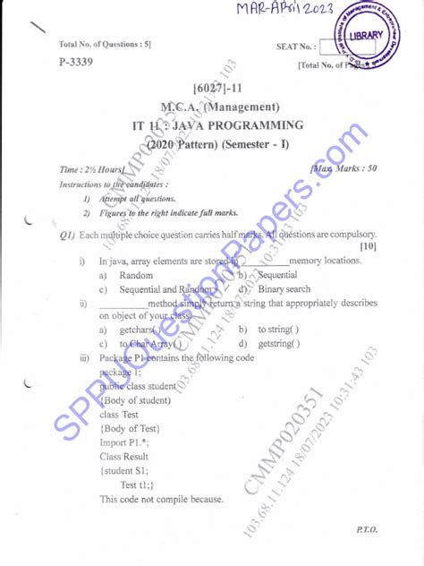 Postgraduate Pg Master Computer Applications Mca Semester 1 2023