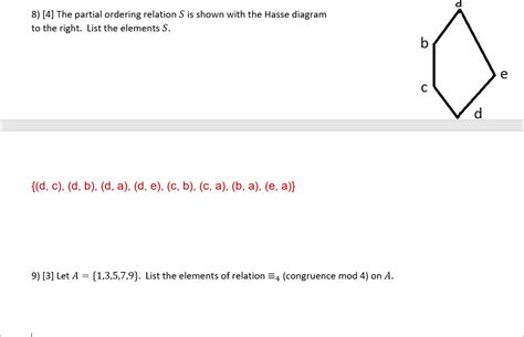 solved 8 [4] the partial ordering relation s is shown with