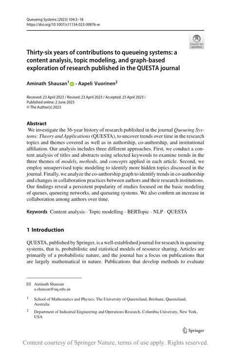 Pdf Thirty Six Years Of Contributions To Queueing Systems A Content