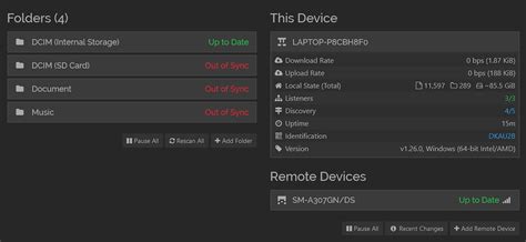 Out Of Sync On Remote Device All Items Support Syncthing Community Forum