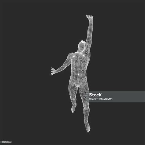 실행 남자 인간의 팔 스포츠 대회에 대 한 실루엣입니다 승리 축 하입니다 남자 벡터 일러스트 레이 션의 3d 모델입니다 3차원