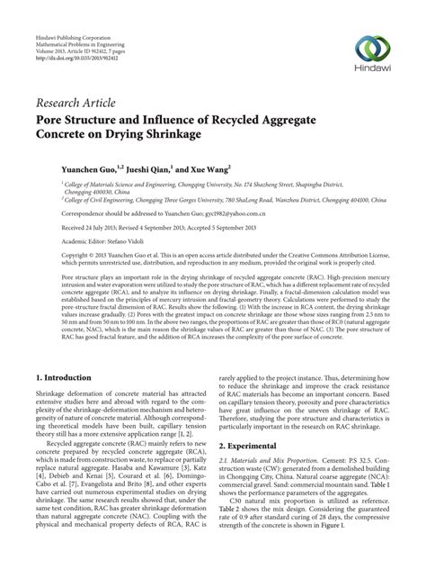 Pdf Pore Structure And Influence Of Recycled Aggregate Concrete On Drying Shrinkage