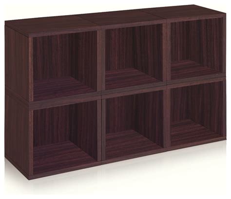 Way Basics Stackable Modular Storage 6 Cubes Espresso Modern