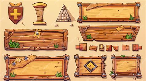 Premium Photo Ui Game Interface Cartoon Icon With Congratulation Papyrus Progress Bar And