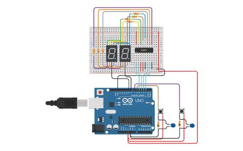 Circuit Design Contador De 2 Dígitos 7 Seguimento Com Botão Tinkercad