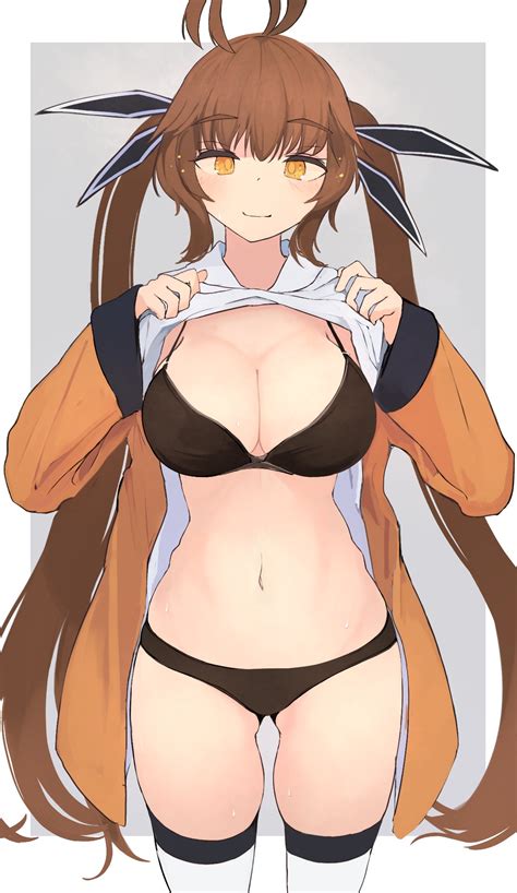 Rule 34 Antenna Hair B6 B6 N2 Black Bra Black Panties Border Bra