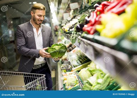 Man In Supermarket Stock Image Image Of Organic Consumerism 81703945