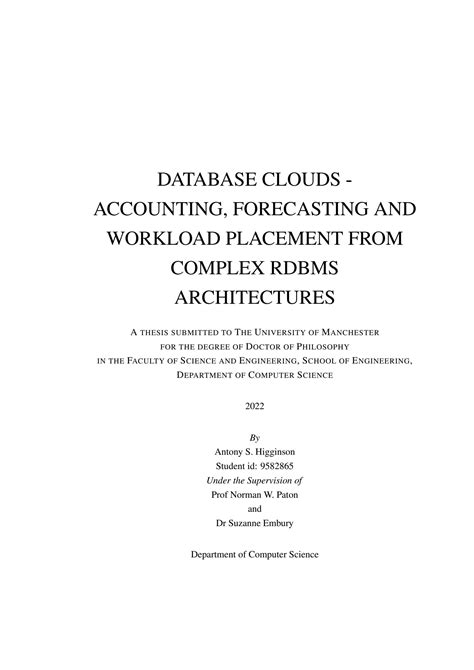 solution database clouds accounting forecasting and workload placement
