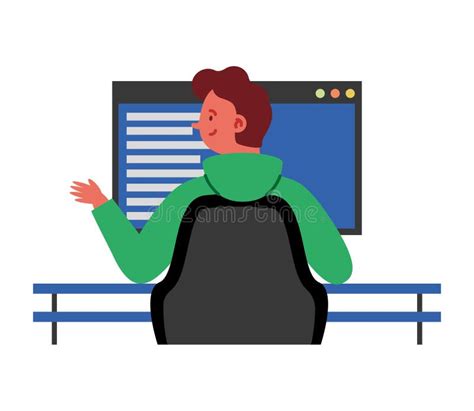Programmer Man Working Development Project Stock Vector Illustration