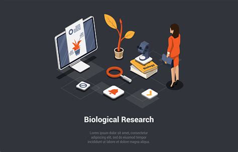 과학 실험실에서 일하는 여성 캐릭터 실험실 과학 장비 현미경으로 작업하는 연구원 실험 및 연구를 수행하는 실험실 직원 아이소메트릭 3d 벡터 일러스트레이션 농업에 대한 스톡