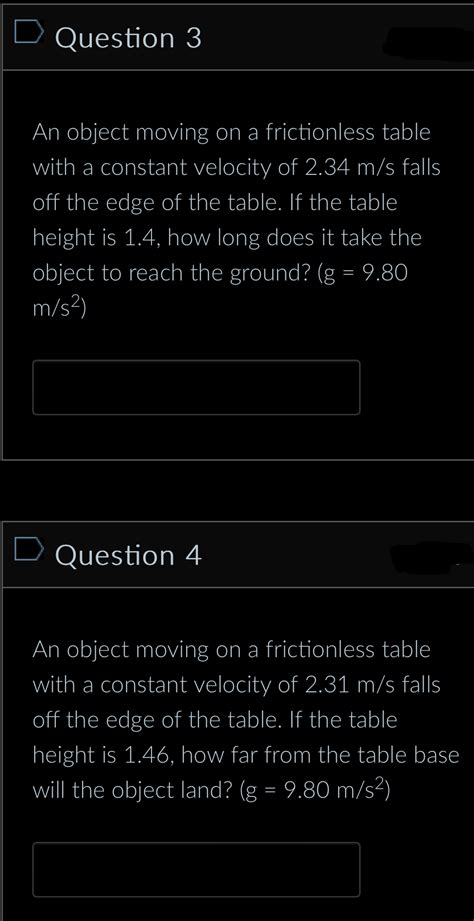 solved question 3an object moving on a frictionless table