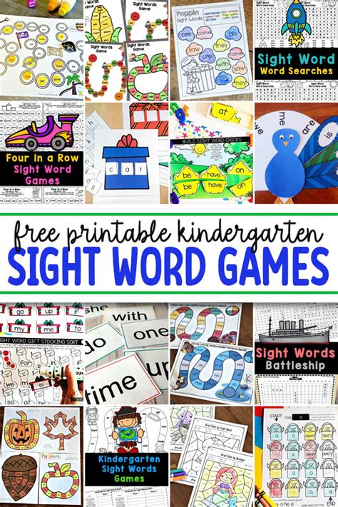 50 Free Printable Kindergarten Sight Word Games And Activities