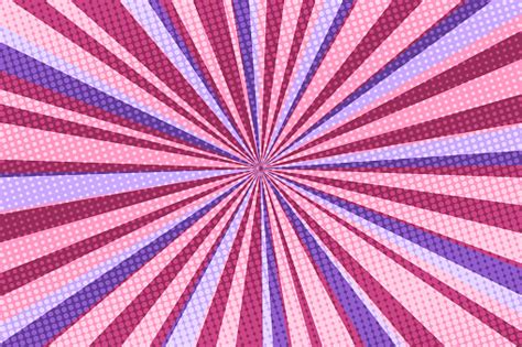 팝 아트 다채로운 만화 책 잡지 표지 줄무늬 무지개 배경 만화 재미 복고풍 패턴 스트립 모의 벡터 하프톤 그림입니다 90 년대 스타일 선버스트 스타버스트 모양 1990