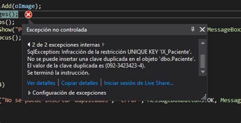 c mensaje de error personalizado al intentar insertar valor