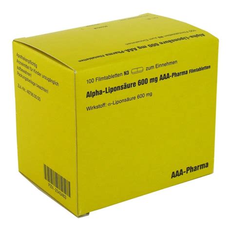 ALPHA LIPONSÄURE 600 mg AAA Pharma Filmtabletten 100 Stück N3 online ...
