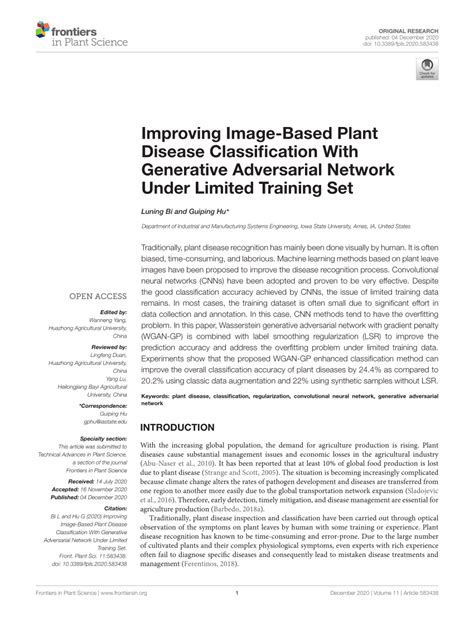 Pdf Improving Image Based Plant Disease Classification With Generative Adversarial Network