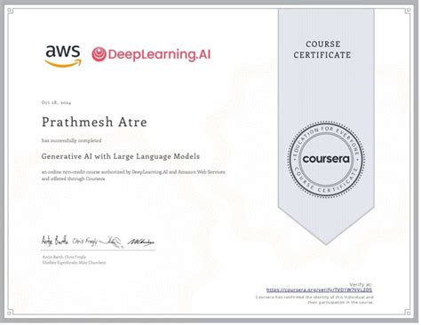 Prathmesh Atre On Linkedin Generativeai Aws Coursera