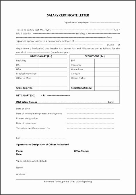 Salary Statement Template