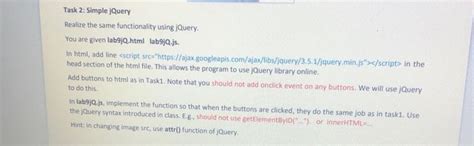Solved Task 2 Simple Jquery Realize The Same Functionality