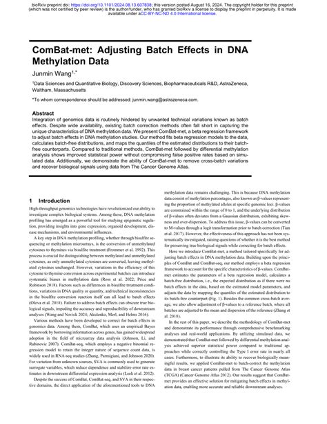 Pdf Combat Met Adjusting Batch Effects In Dna Methylation Data